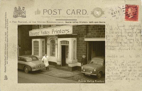 Post Card – Dearne Valley Printers – Wath-upon-Dearne